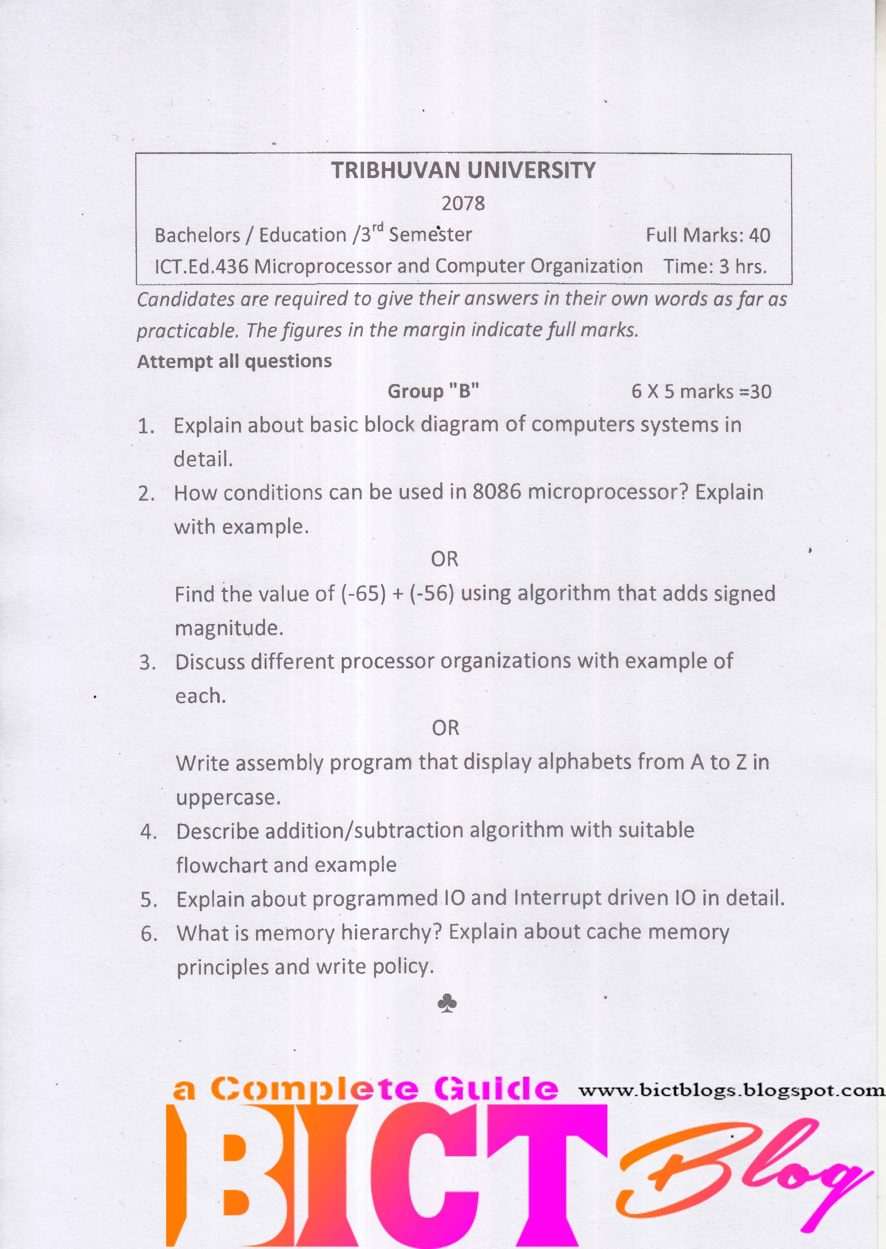 Computer Architecture and Organization – Old Questions - Noted Insights